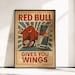 Red Bull Vintage Poster - Retro Red Bull Wall Art - Man Cave Decor ...