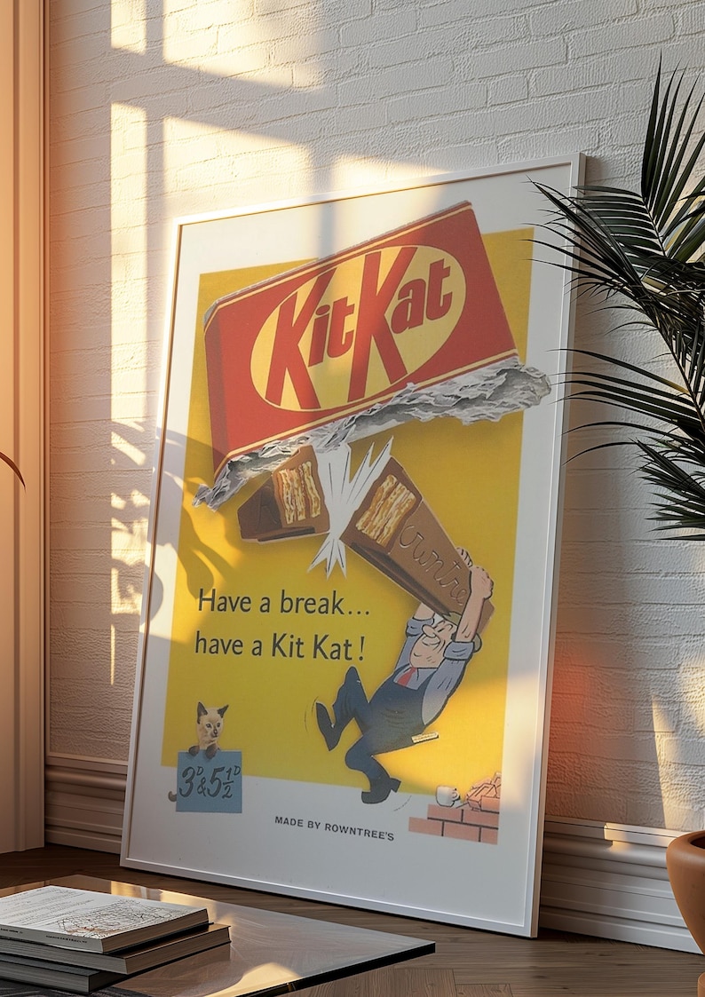 Vintage Kit Kat Poster Print – Retro Chocolate Advertising Wall Art ...