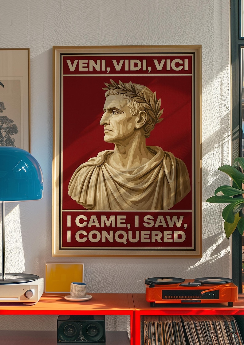 Retro Julius Caesar Poster - Roman Empire Wall Art - Veni Vidi Vici ...