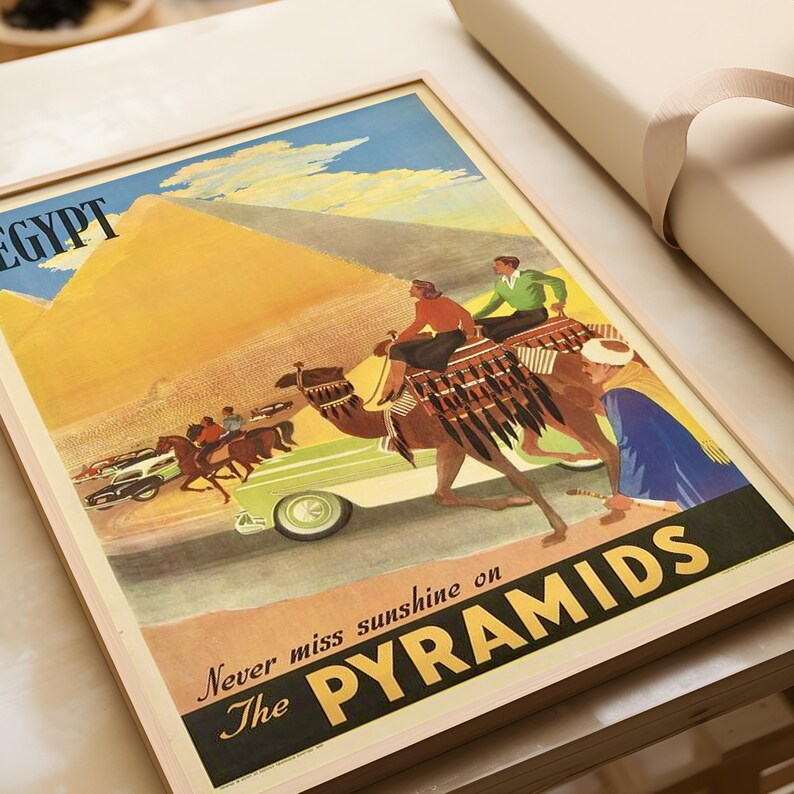 Vintage Egypt Travel Poster - Pyramids Wall Art Print - Retro Egyptian ...