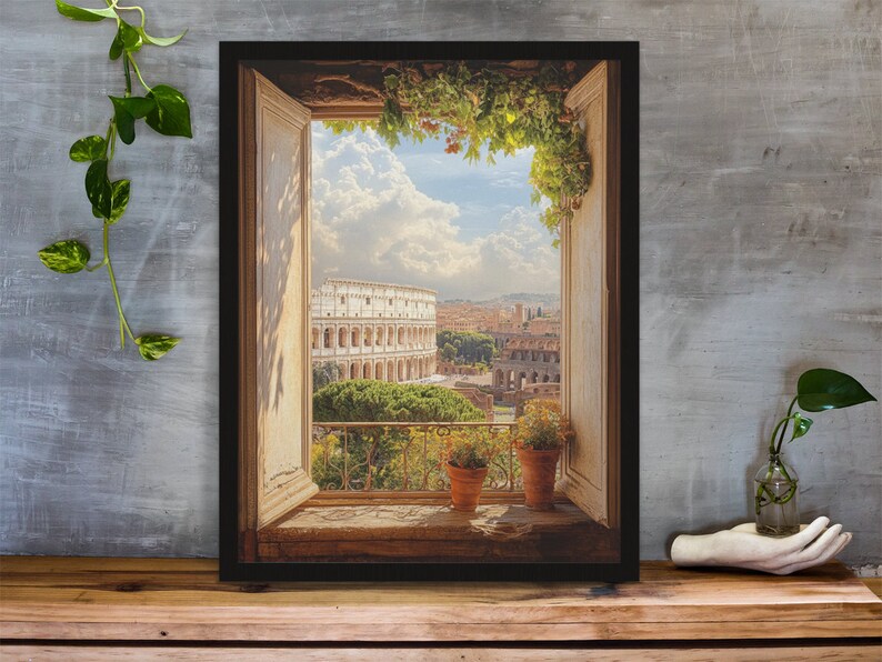 Window to Ancient Rome Poster, Stunning Roman Cityscape, Colosseum ...