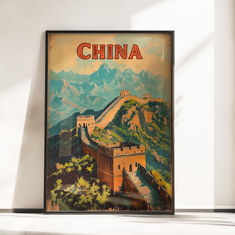 Vintage China Travel Poster - Great Wall of China Poster -vintage ...