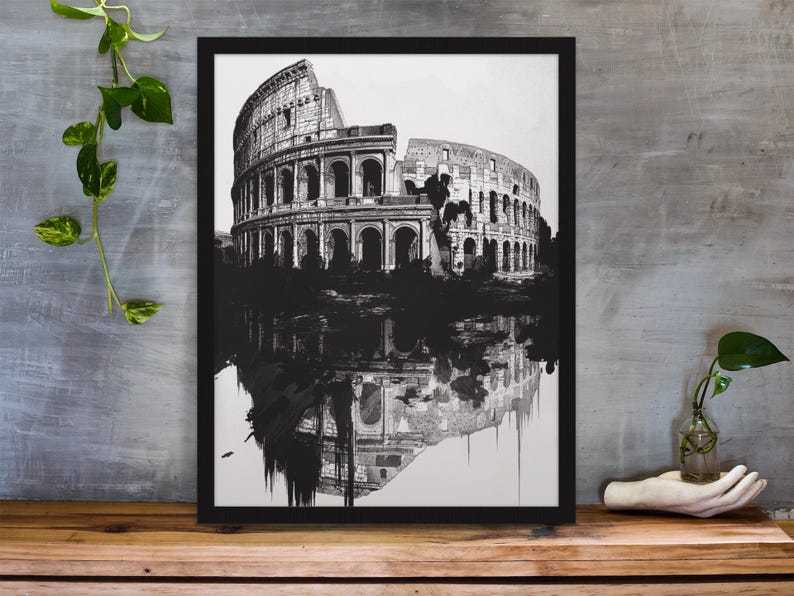 Black and White Colosseum Poster, Colosseum Poster, Ancient Rome, Roman ...