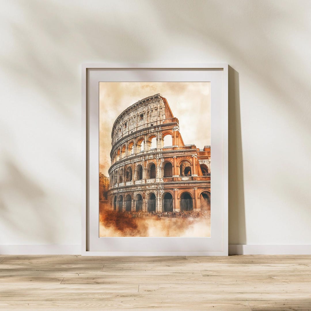 Watercolor Style Colosseum Poster - Vintage Rome Architectural Art ...