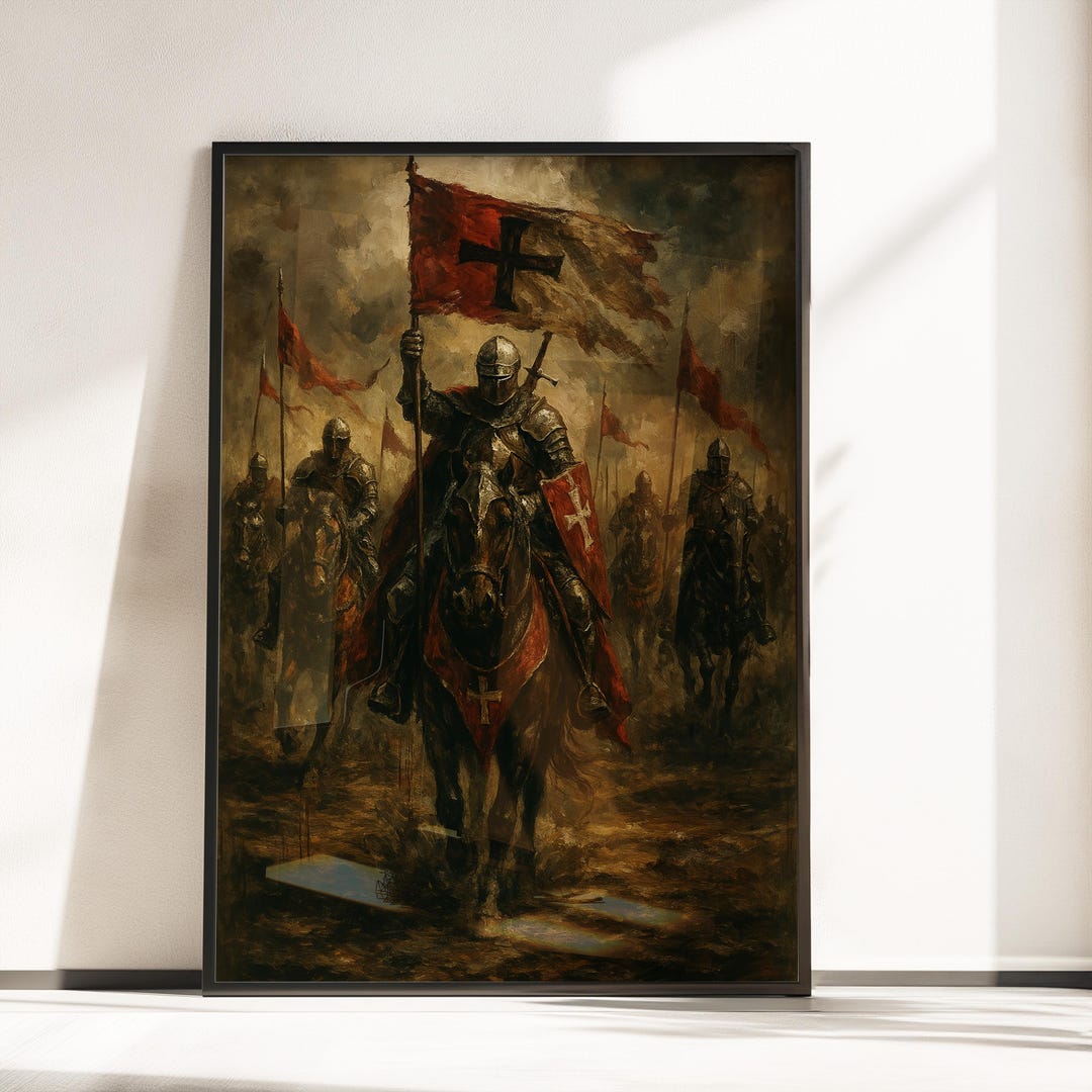 Medieval Crusader Knight Poster - Knights Templar Wall Art - Crusader ...