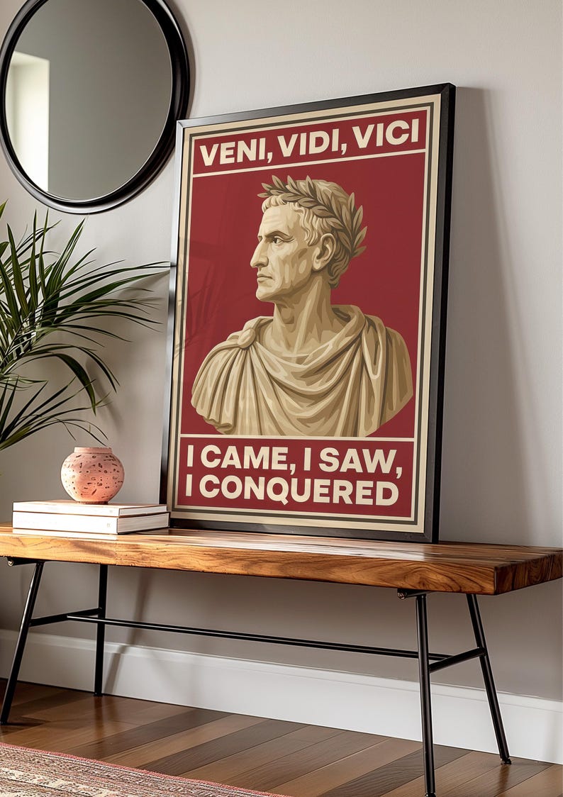 Retro Julius Caesar Poster - Roman Empire Wall Art - Veni Vidi Vici ...