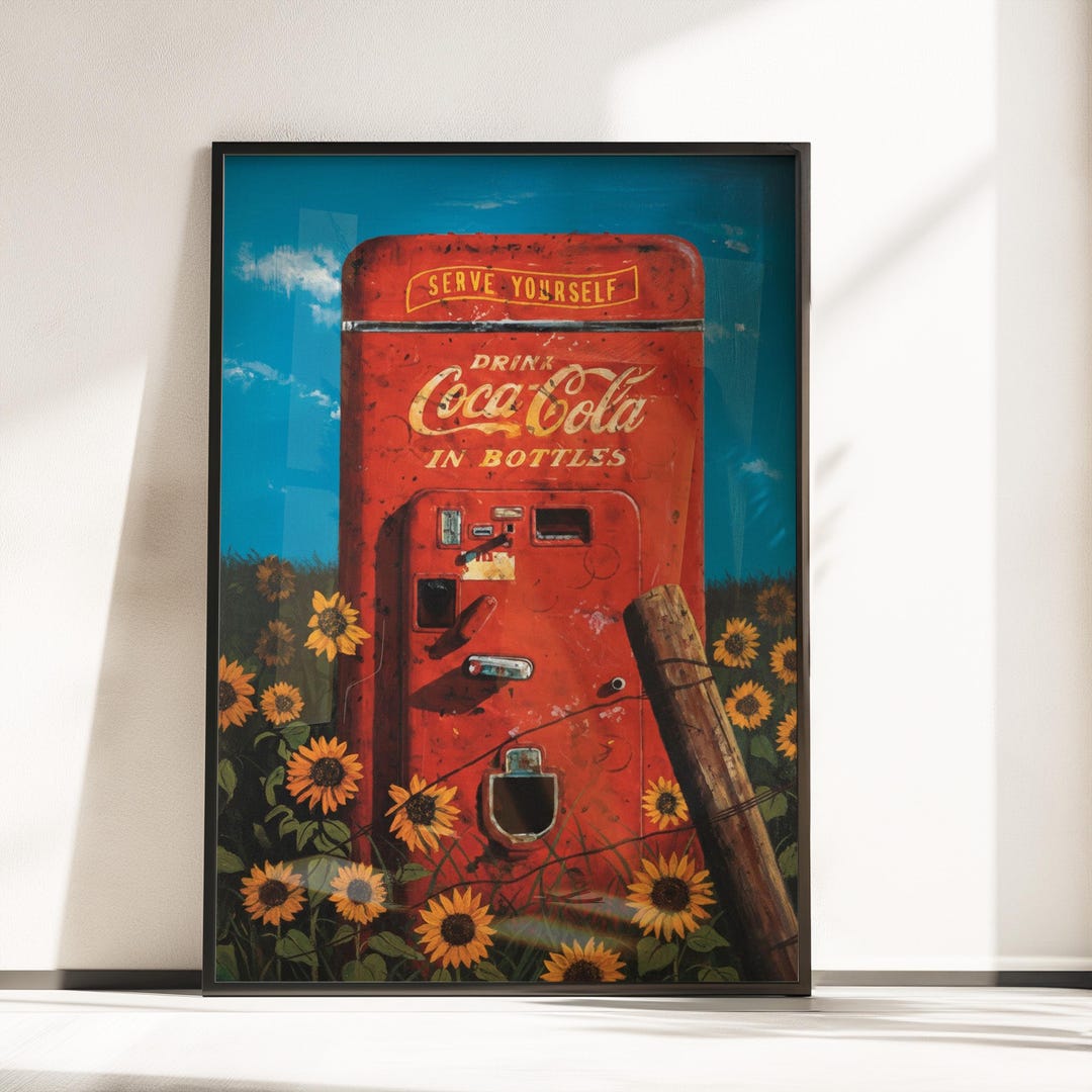 Vintage Coca-cola Vending Machine Poster - Retro Coke Wall Art ...