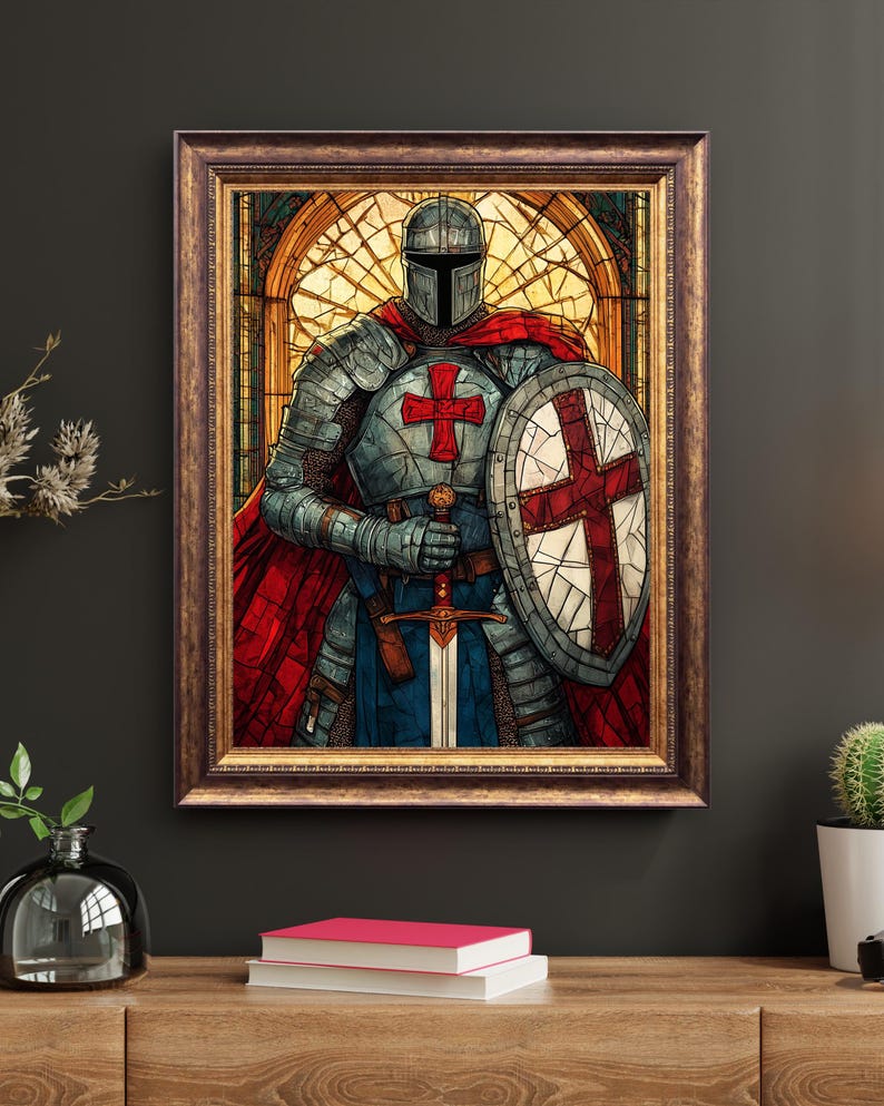 Crusader Knight Poster - Stained Glass - Medieval Knight - History Poster - Knight Poster ...