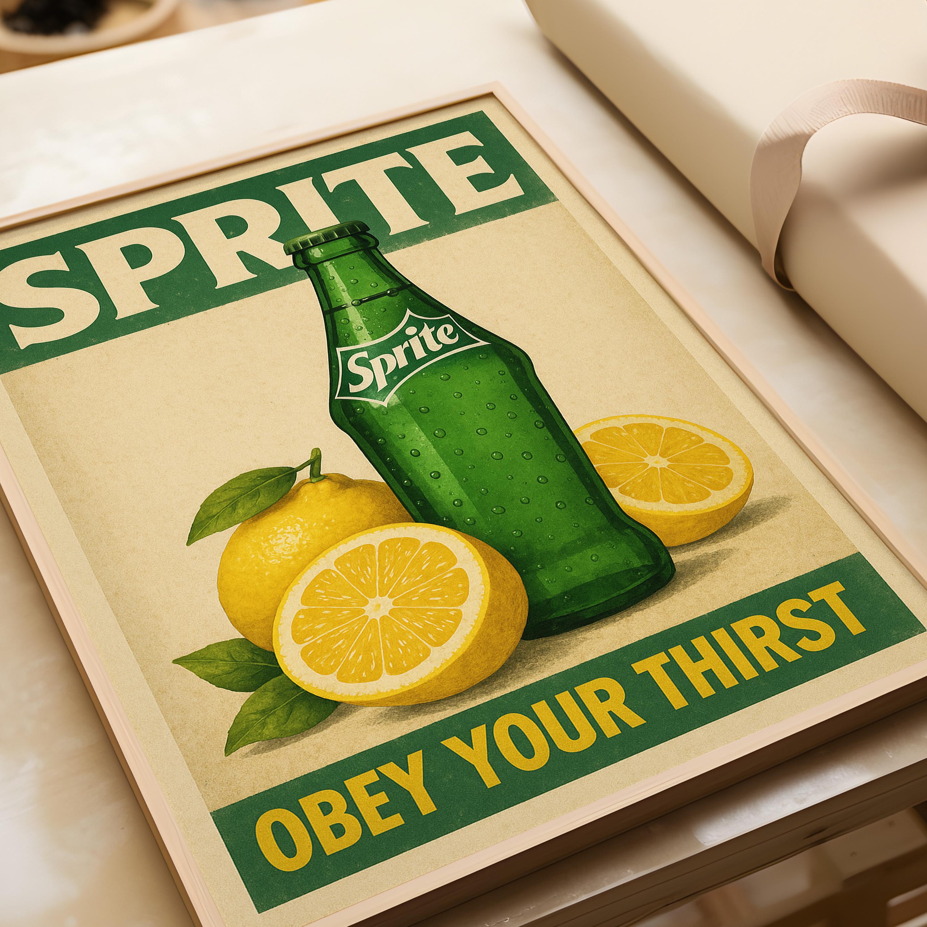 Vintage Sprite Poster - Retro Soda Art - Vintage Lemon Soda Advertising ...