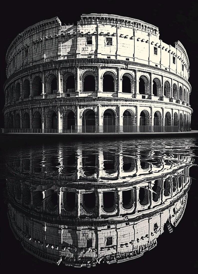Black and White Colosseum Poster - Roman Colosseum Wall Art - Ancient ...