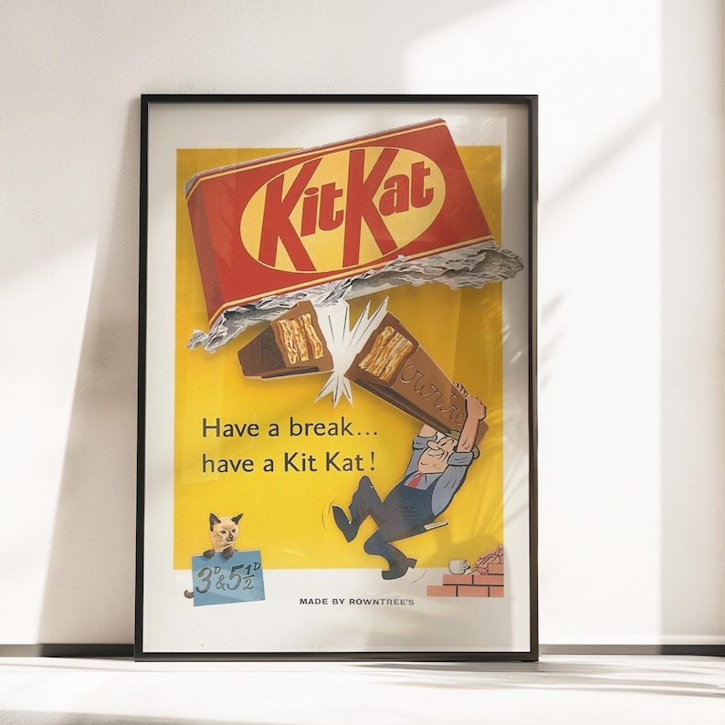 Vintage Kit Kat Poster Print – Retro Chocolate Advertising Wall Art ...