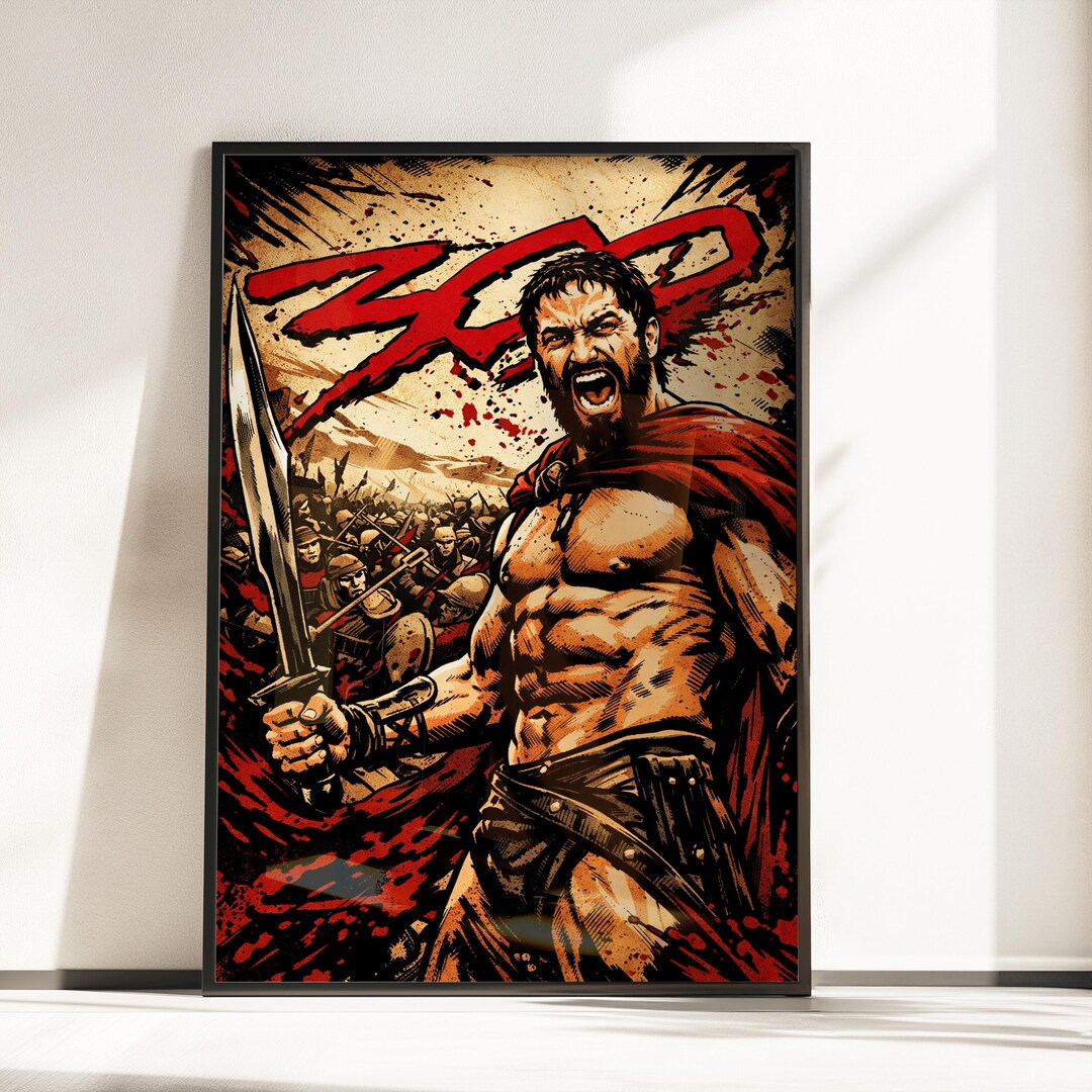 300 Spartan Movie Poster - Comic Style Warrior Wall Art - Ancient ...