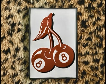 8 Ball Cherry Bomb Tufted Wall Art - Etsy