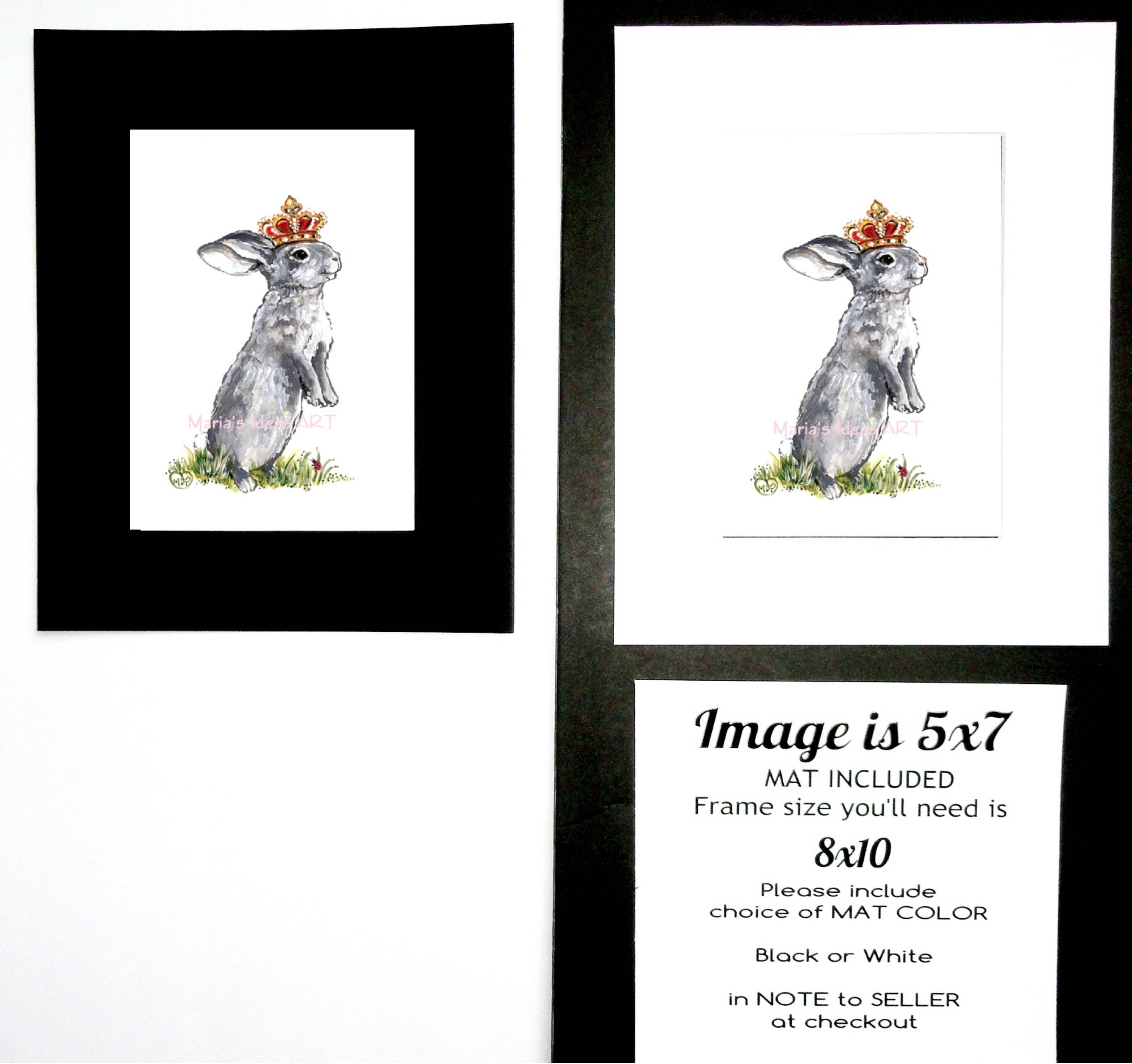 Rabbit Wall Art, Nursery Wall Art, Princess Room Art, Rabbit With Crown ...