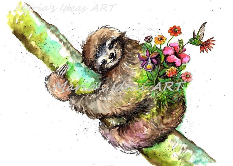 Sloth in Tree Sloth Garden Sloth Hanging Sloth Wall Art - Etsy UK