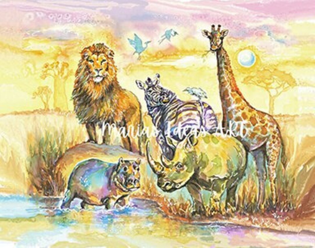 African Animal Art Lion Art Giraffe Art Hippo Zebra Rhino Etsy african-animal-art-lion-art-giraffe-art-hippo-zebra-rhino-etsy
