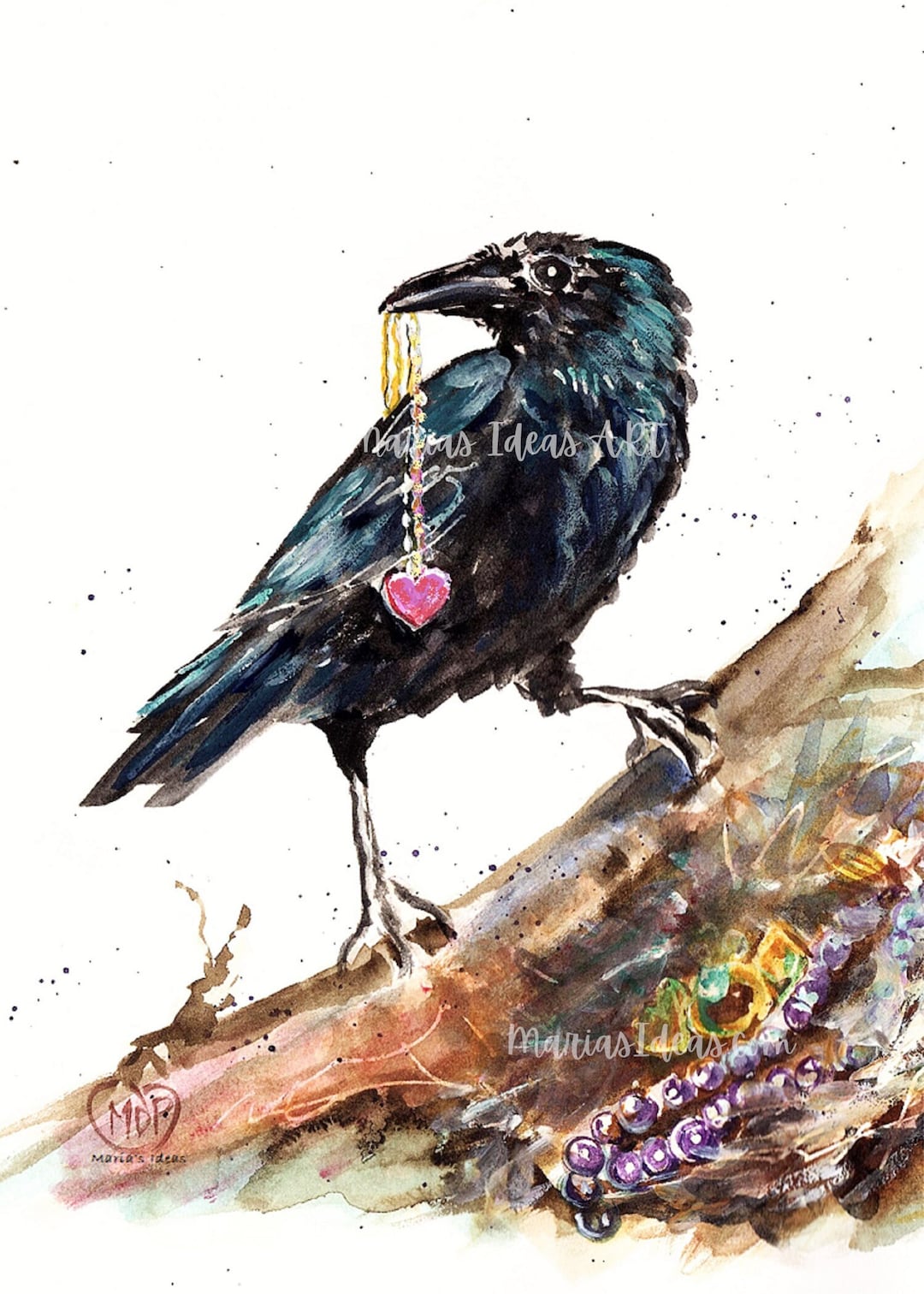 Crow Gift, Crow With Heart, Grow Giving Gift, Art, Black Crow, Raven ...