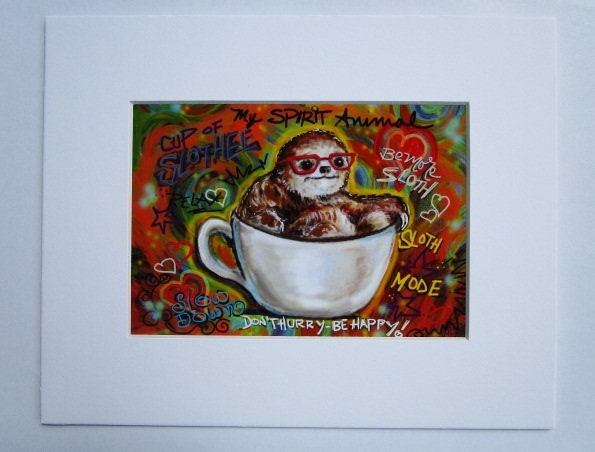 Sloth Graffiti Graffiti Art Sloth Quotes Sloth in Coffee - Etsy
