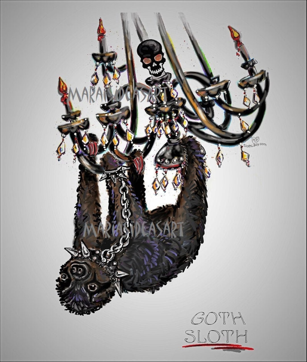 Goth Sloth, Goth Art, Goth Art, Sloth Art, Sloth Wall Art, Halloween ...
