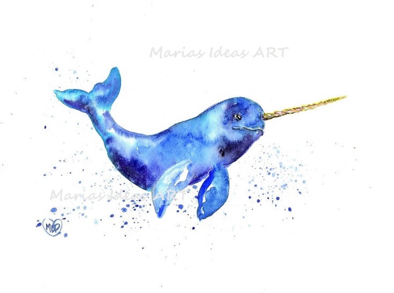 Narwhal Print, Narwhal Art, Unicorn, Unicorn of the Sea, Nursery Wall ...