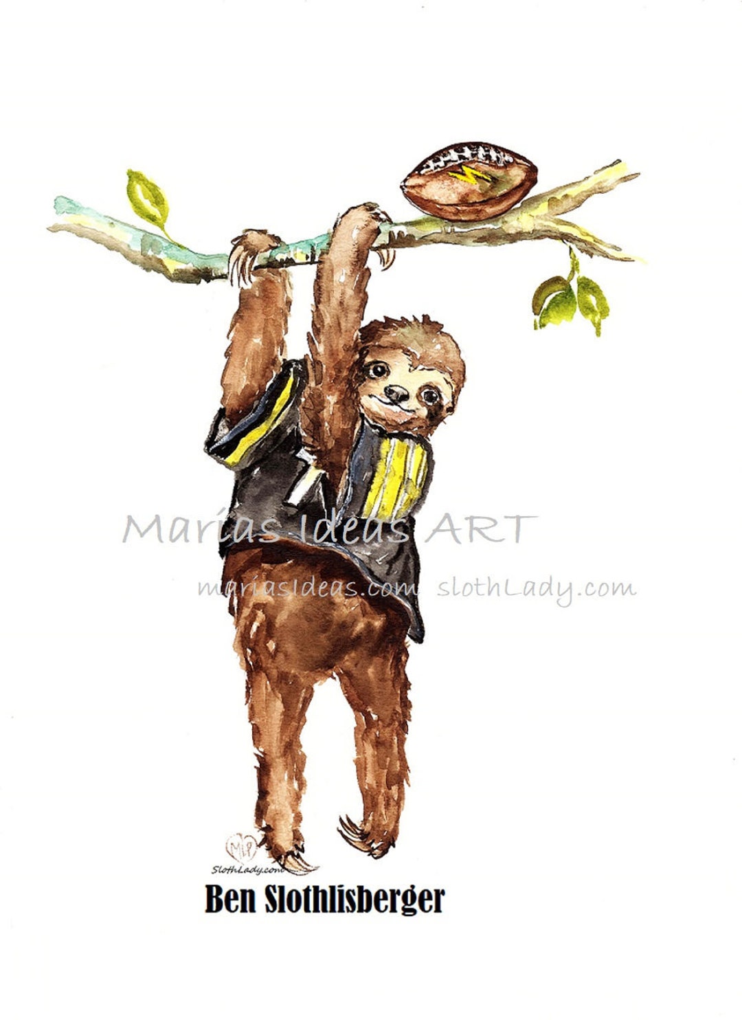 Sloth With Football Pittsburgh Sloth Ben Slothlisberger - Etsy