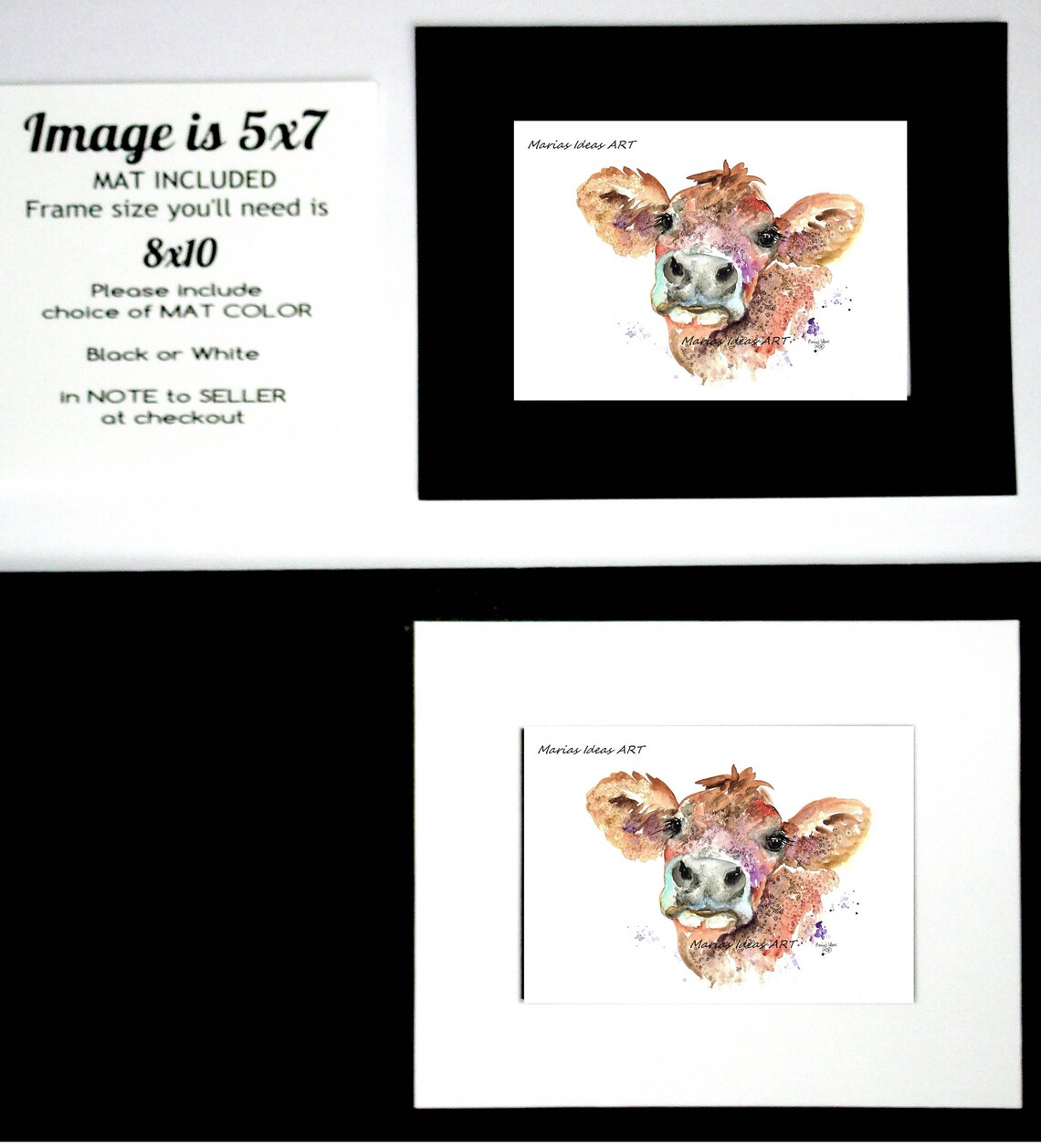 Cow Art, Cow Print, Farm Animal, Moo, Cute Cow Art, Watercolor Cow ...