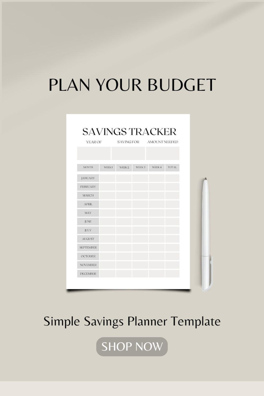 Simple Printable Budget Tracker | Income, Expenses, and Savings Goals ...