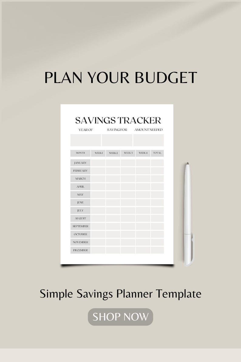 Simple Printable Budget Tracker | Income, Expenses, and Savings Goals ...
