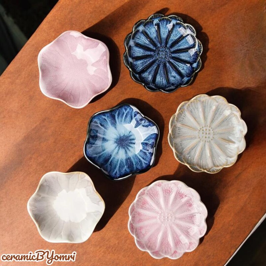 Flower Shape Ceramic Tasting Dish Porcelain Small Plate Saucer Elegant ...