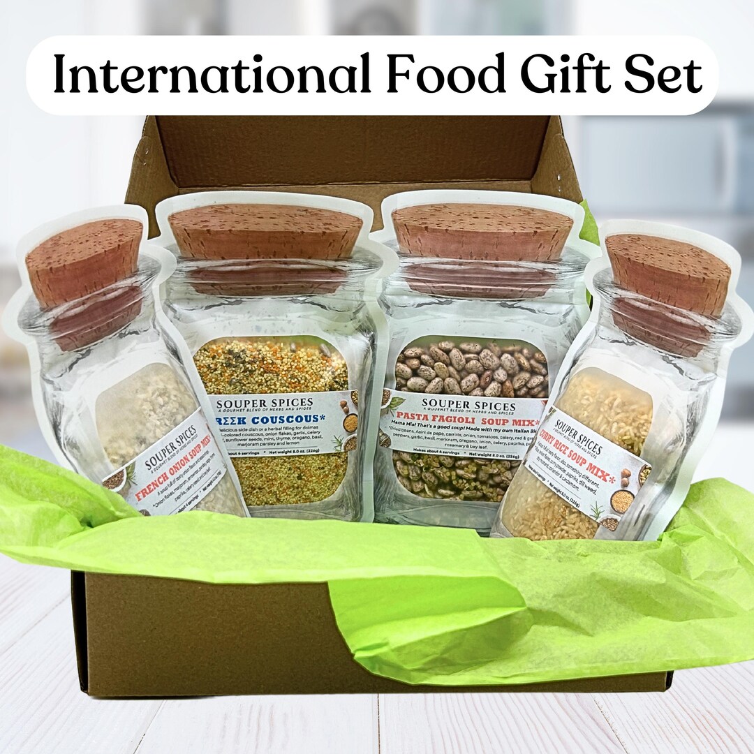 International Food Box | Set of Four Mixes, Gourmet Gift Basket, One ...