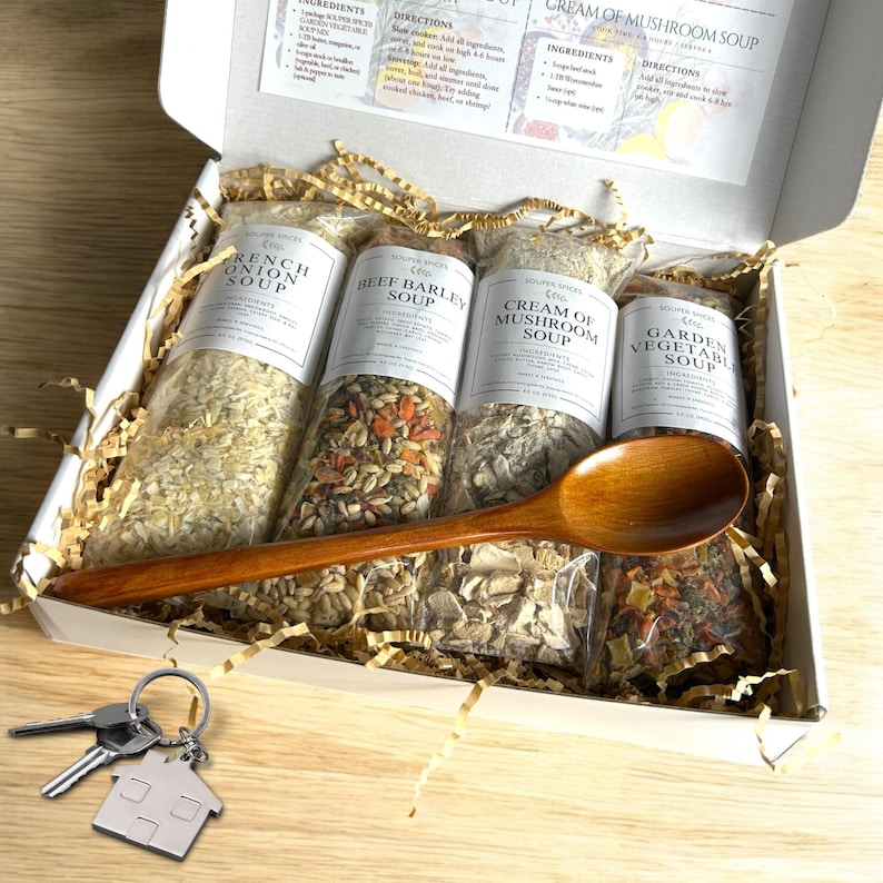 Housewarming Soup Gift Basket of 4 Mixes - 4+ Servings Each | Great ...