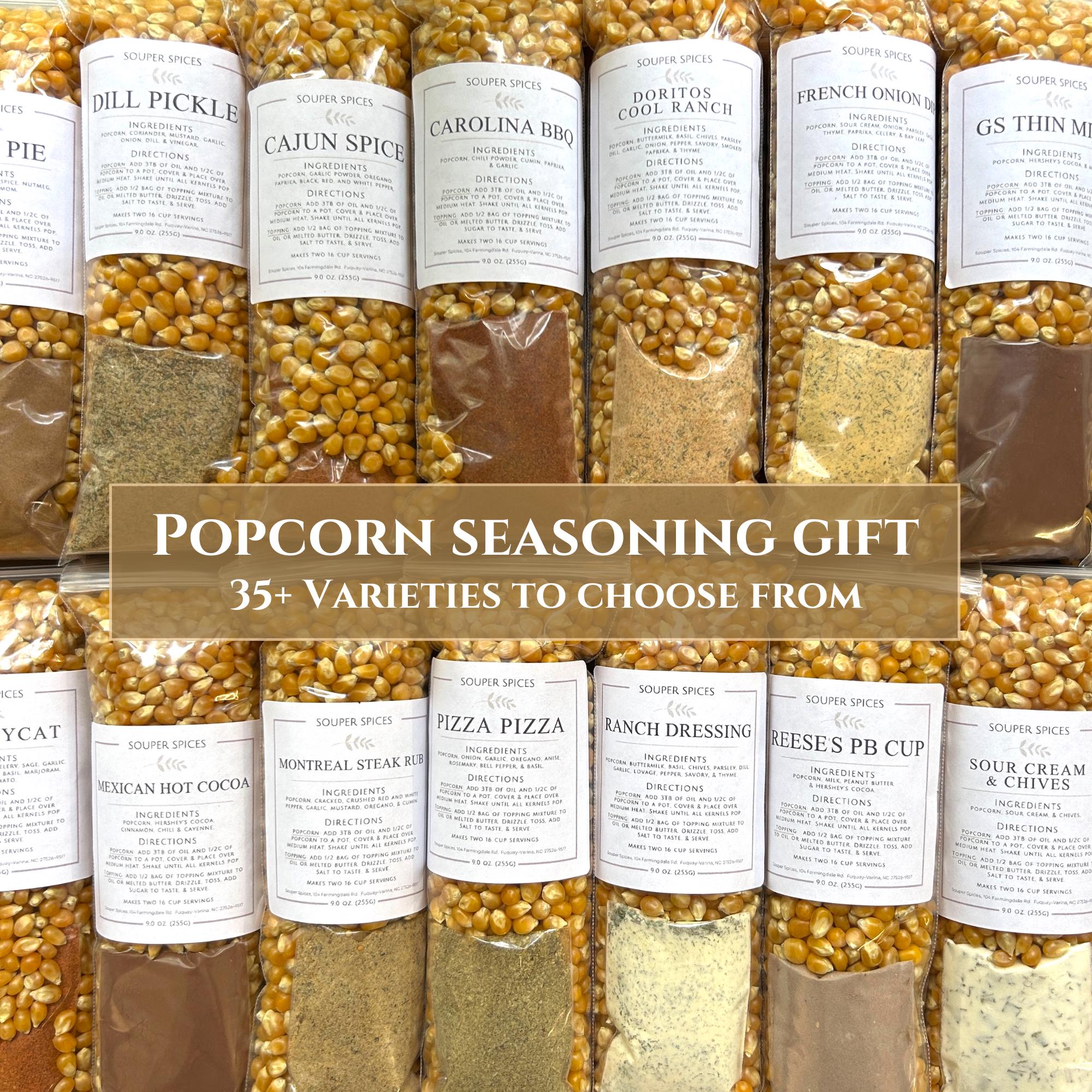 Popcorn and Seasoning Gift Set, Choose Any 2 Flavors, 35 Gourmet ...