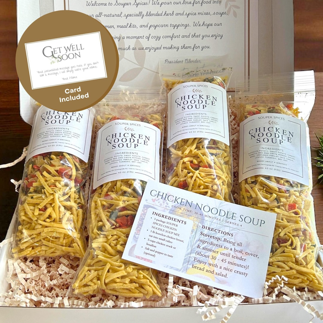 Get Well Soon Gift Box | Homemade Chicken Noodle Soup Mix, Comfort Food ...