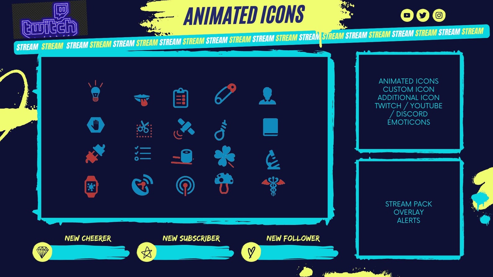 Animated Icons Twitch, Stream Pack, Pack of Animated Icons Twitch ...