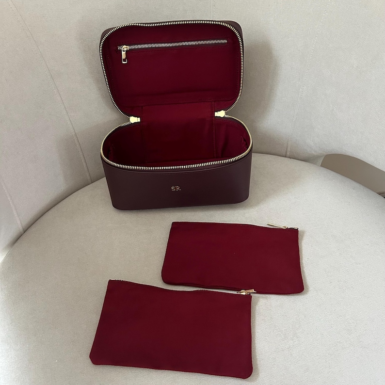 Leather Hot Stamp Monogram Personalised Cosmetic Pouch | Vanity Box ...