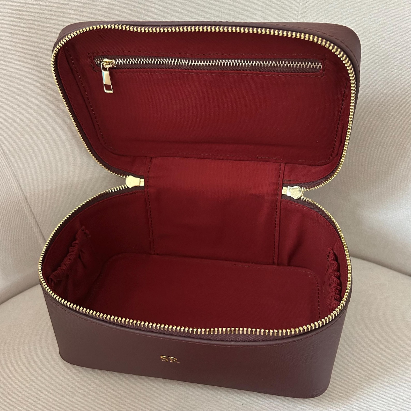 Leather Hot Stamp Monogram Personalised Cosmetic Pouch | Vanity Box ...