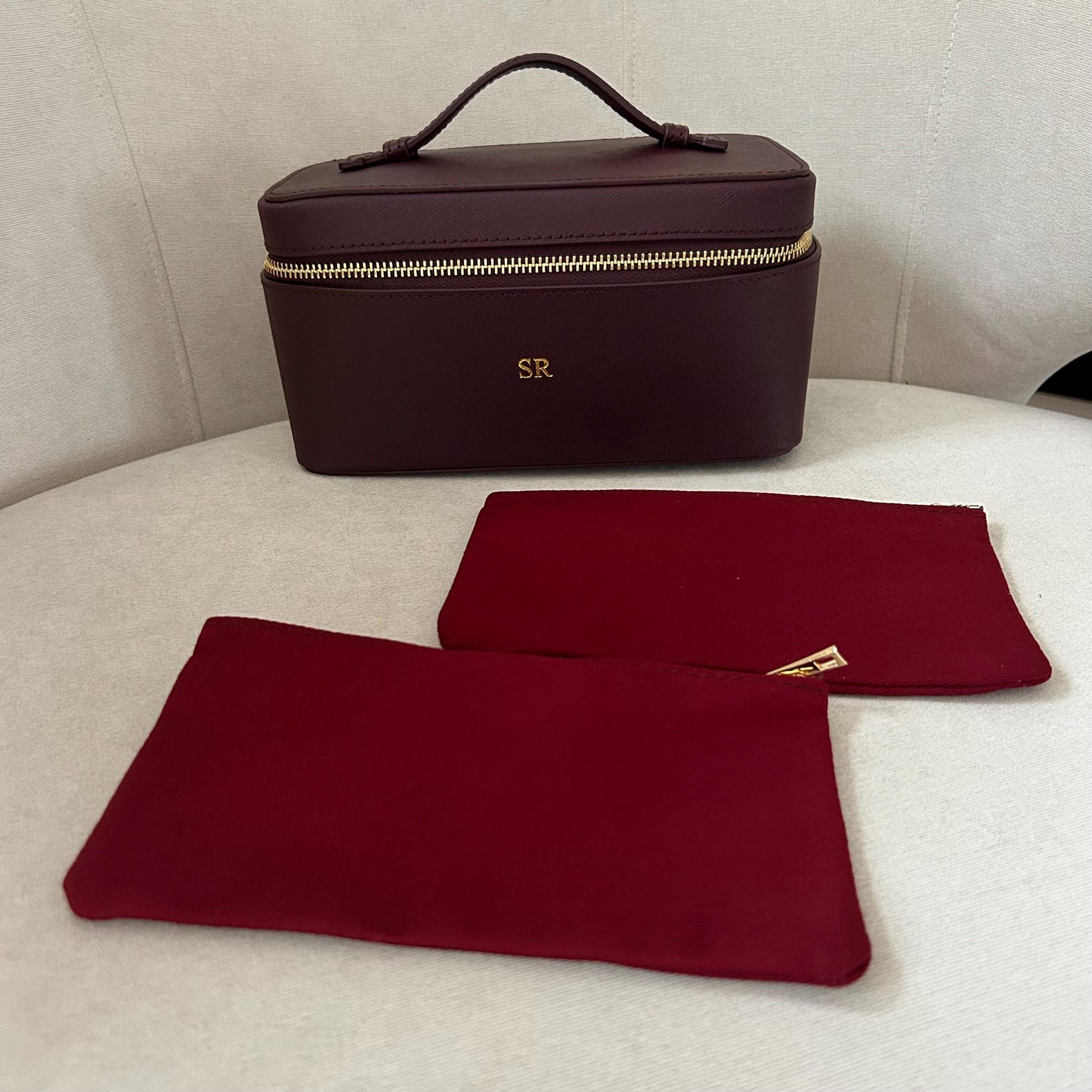 Leather Hot Stamp Monogram Personalised Cosmetic Pouch | Vanity Box ...