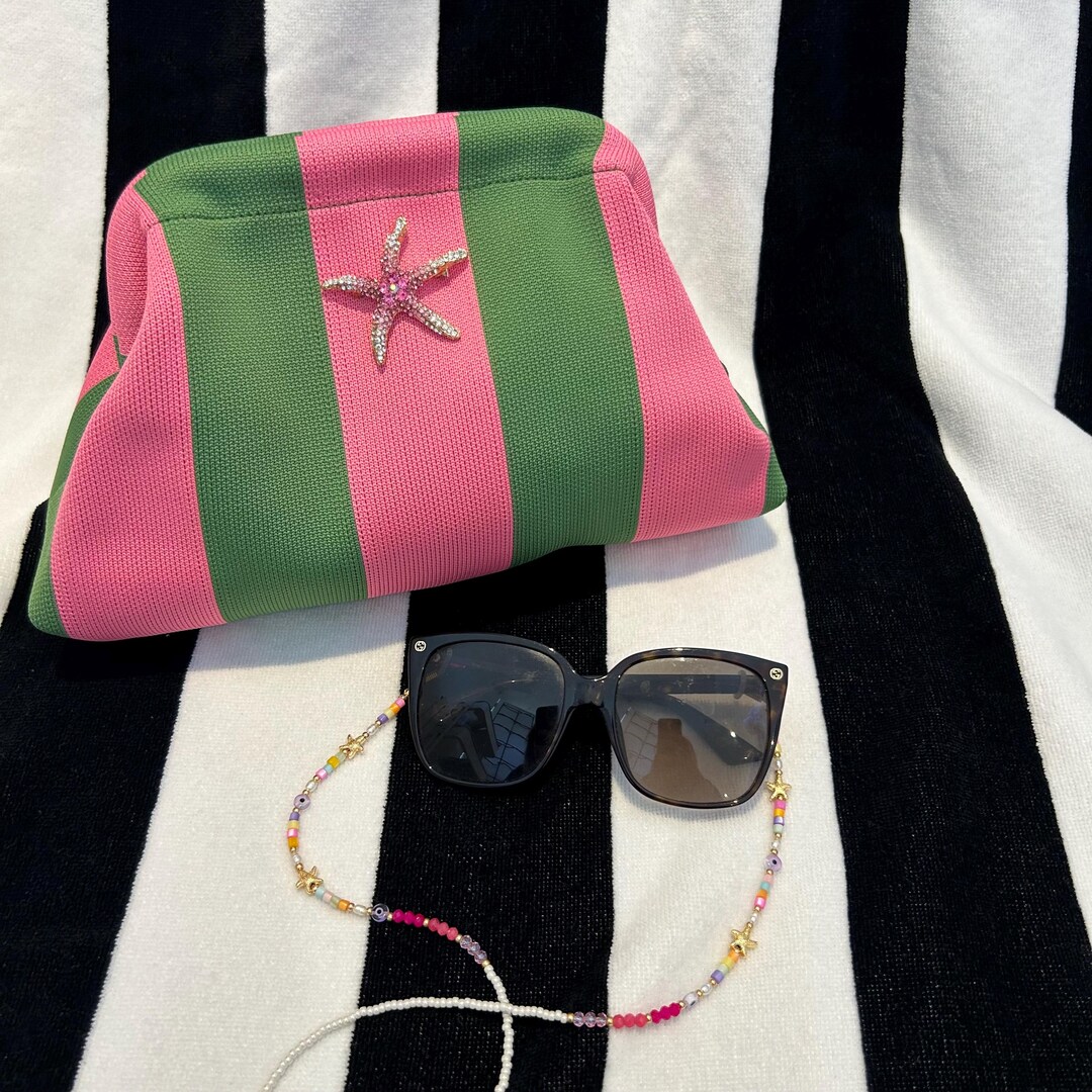 Stripe Make up Sparkle Detail Pouch Bag | Striped Clutch Bag | Stripy ...