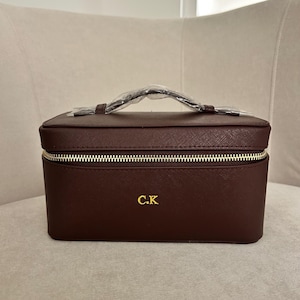 Leather Hot Stamp Monogram Personalised Cosmetic Pouch | Vanity Box ...