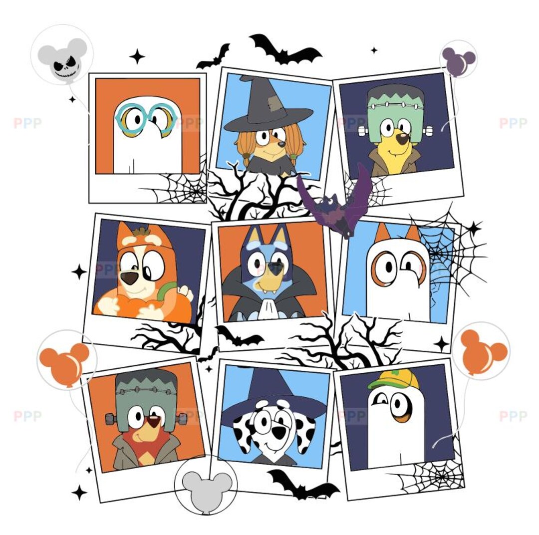 Buy Bluey Halloween Portraits PNG PDF SVG Eps Dxf for Your Custom ...