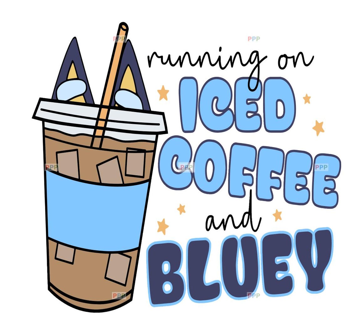 Bluey Ice Coffee PNG PDF SVG Eps Dxf for Your Custom Designs - Etsy