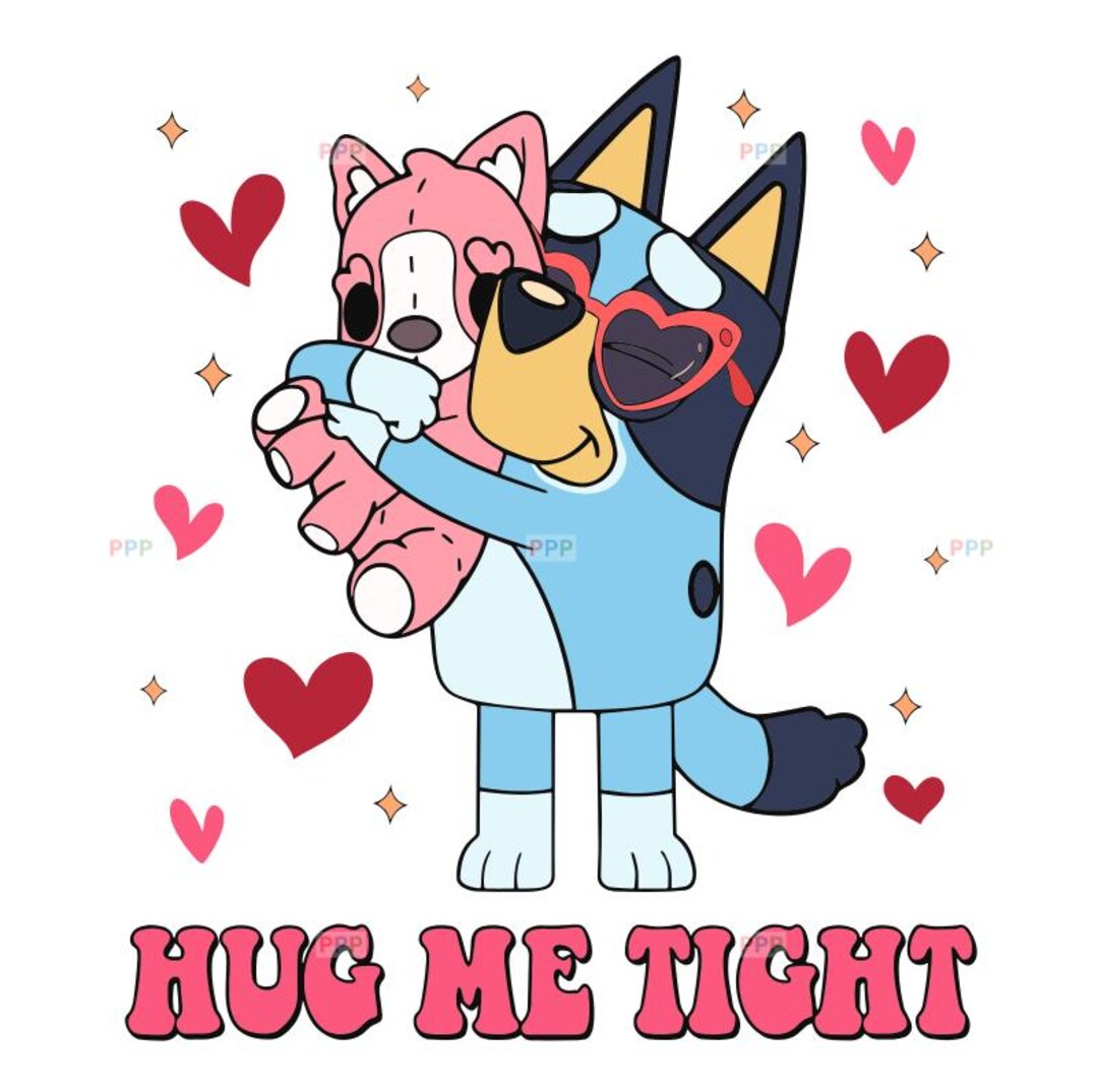 Bluey Hug Hearts PNG PDF SVG Eps Dxf for Your Custom Designs - Etsy Israel