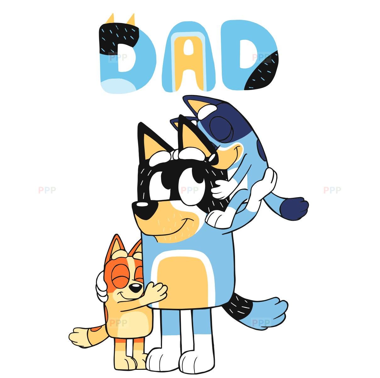 Dad Hug Bluey PNG PDF SVG Eps Dxf for Your Custom Designs - Etsy