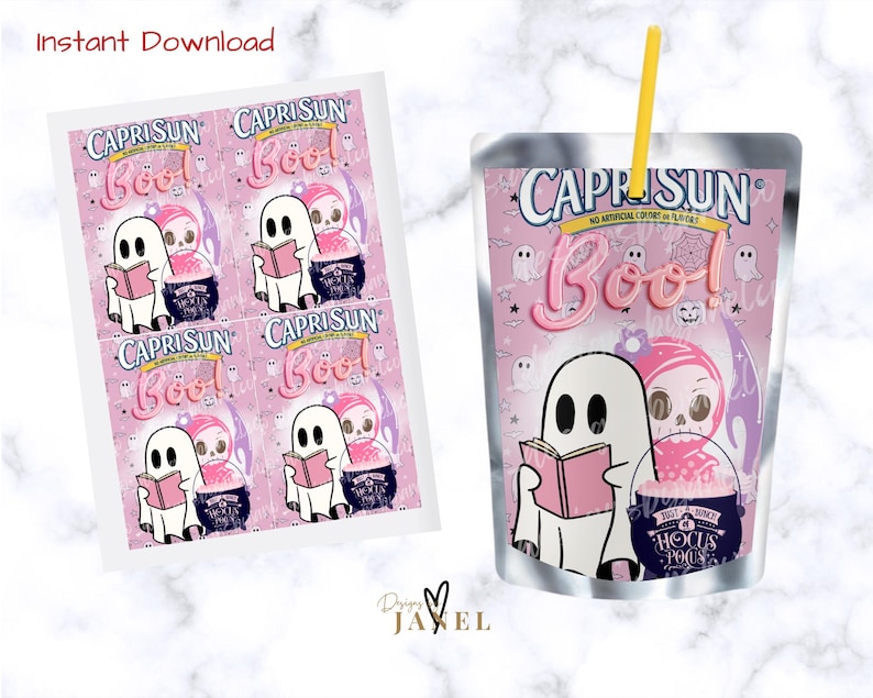 Halloween Pink Caprisun Labels || Printable Template || Kids Birthday ...