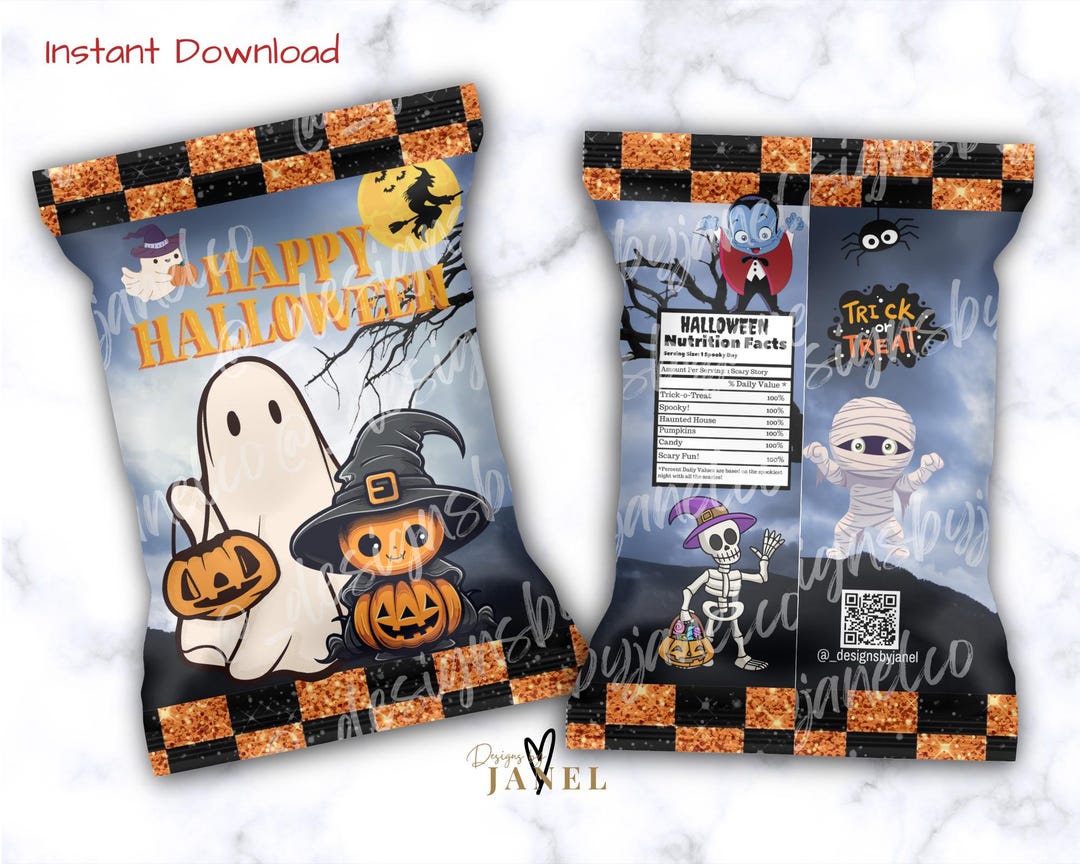 Halloween Chip Bag || Printable Template || Kids Birthday || Party ...