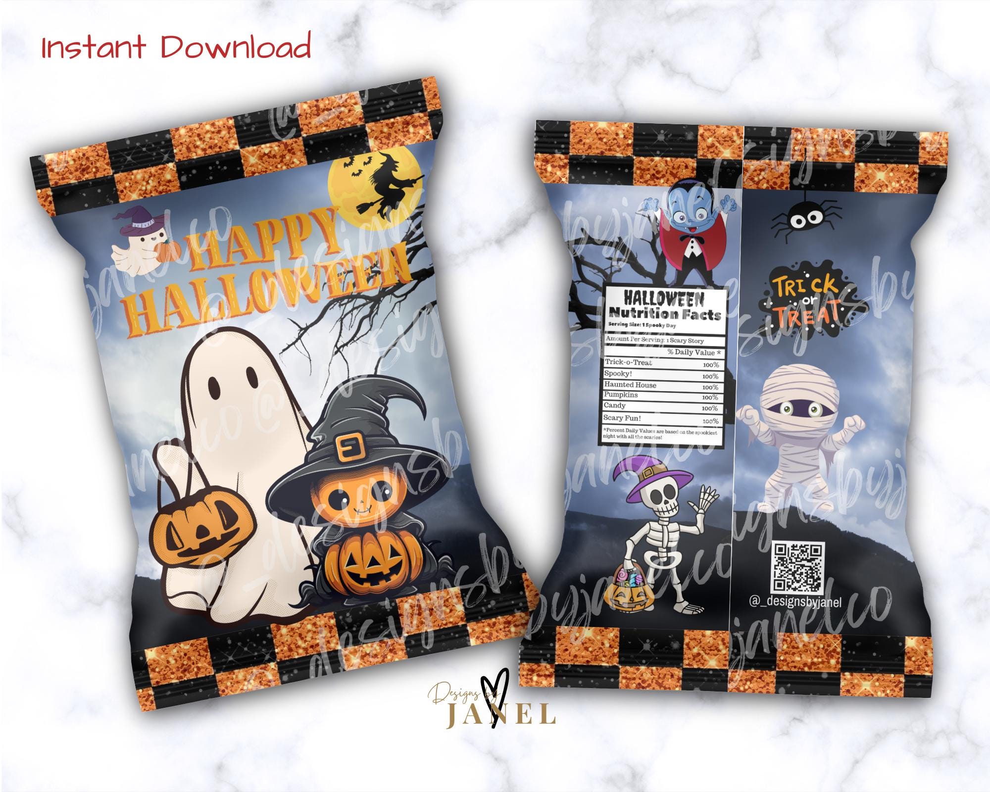 Halloween Chip Bag || Printable Template || Kids Birthday || Party ...