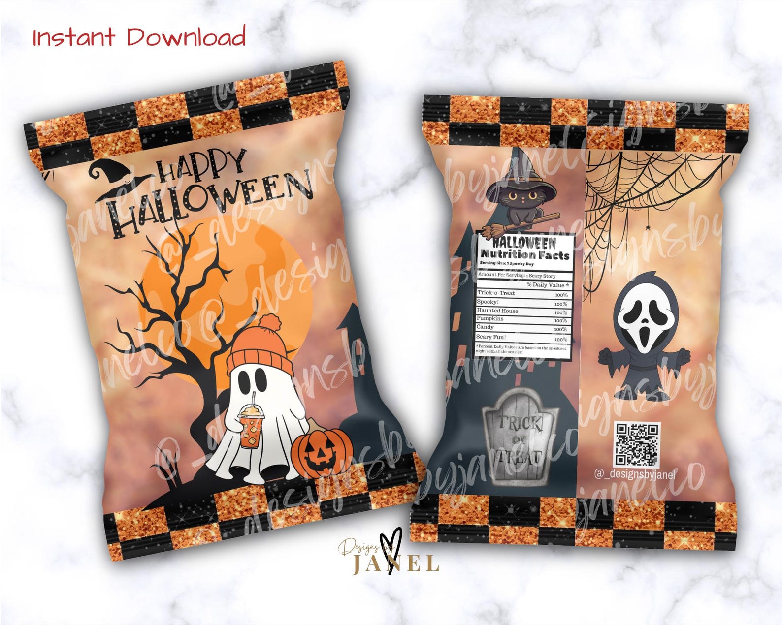 Halloween Ghost Chip Bag || Printable Template || Kids Birthday ...
