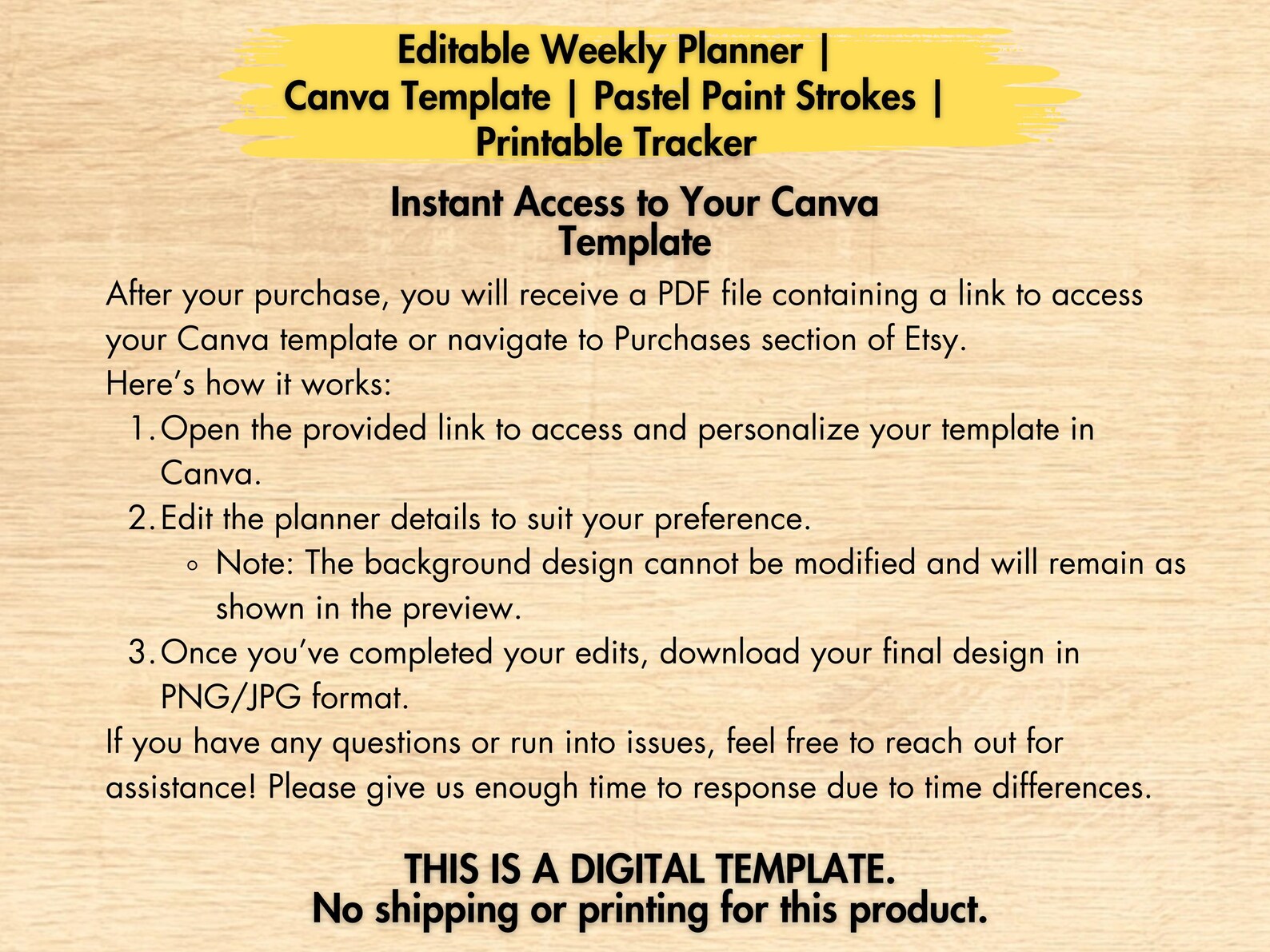 Editable Weekly Planner | Canva Template | Pastel Paint Strokes ...