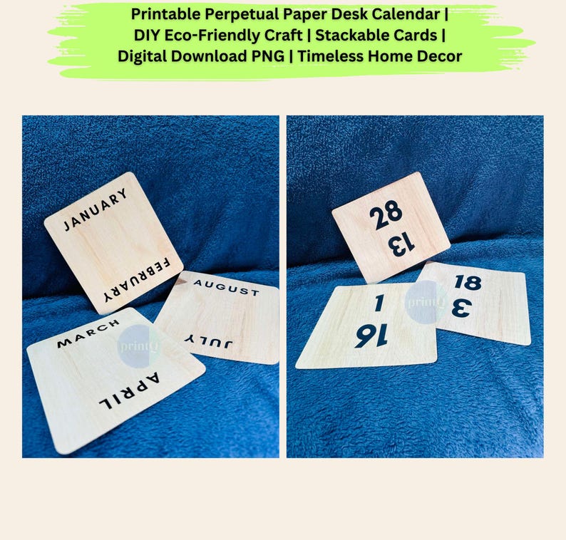 Printable Perpetual Paper Desk Calendar | DIY Calendar Holder Stand ...