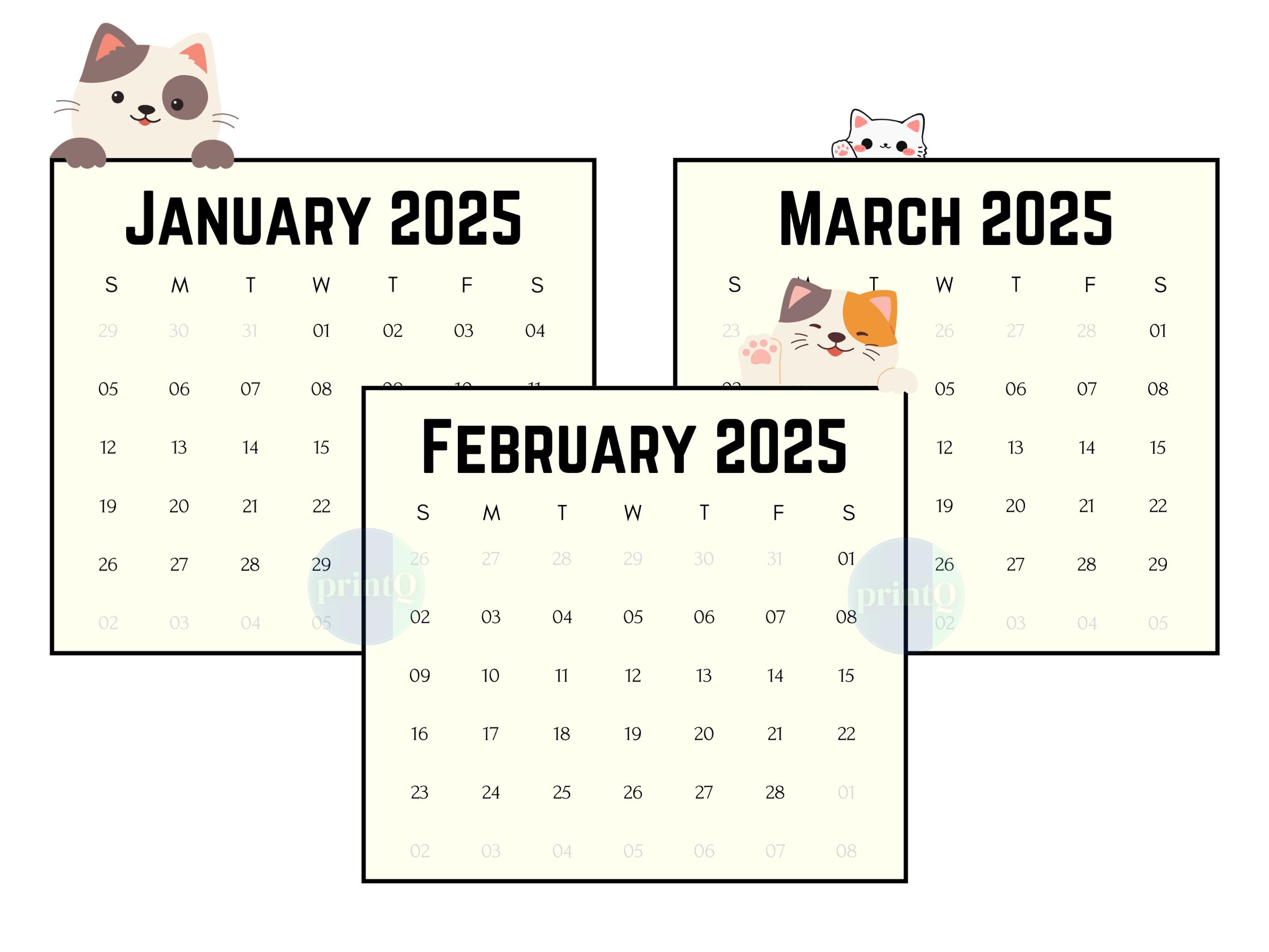 2025-2026 Printable Peeking Cats Calendar | Fun & Colorful Kitten ...